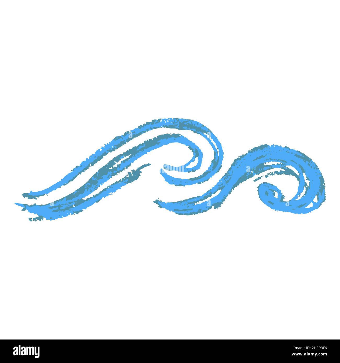 Waves. Icon in hand draw style. Drawing with wax crayons, colored chalk ...