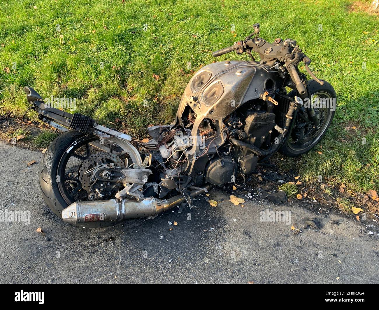 Motorbike se on fire Northampton UK burnt stolen thieves kids old fire ...