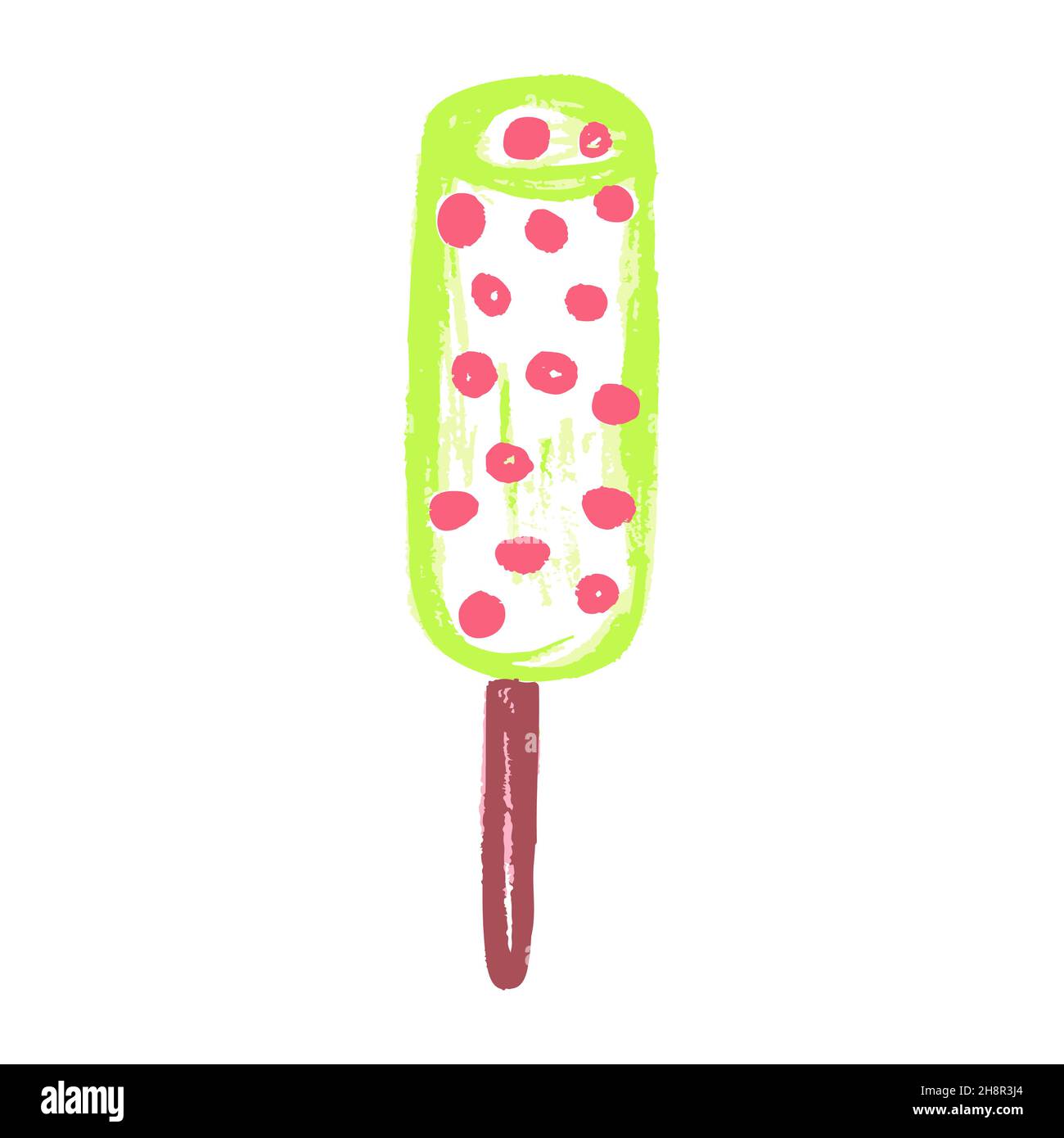 Ice cream. Icon in hand draw style. Drawing with wax crayons, children ...