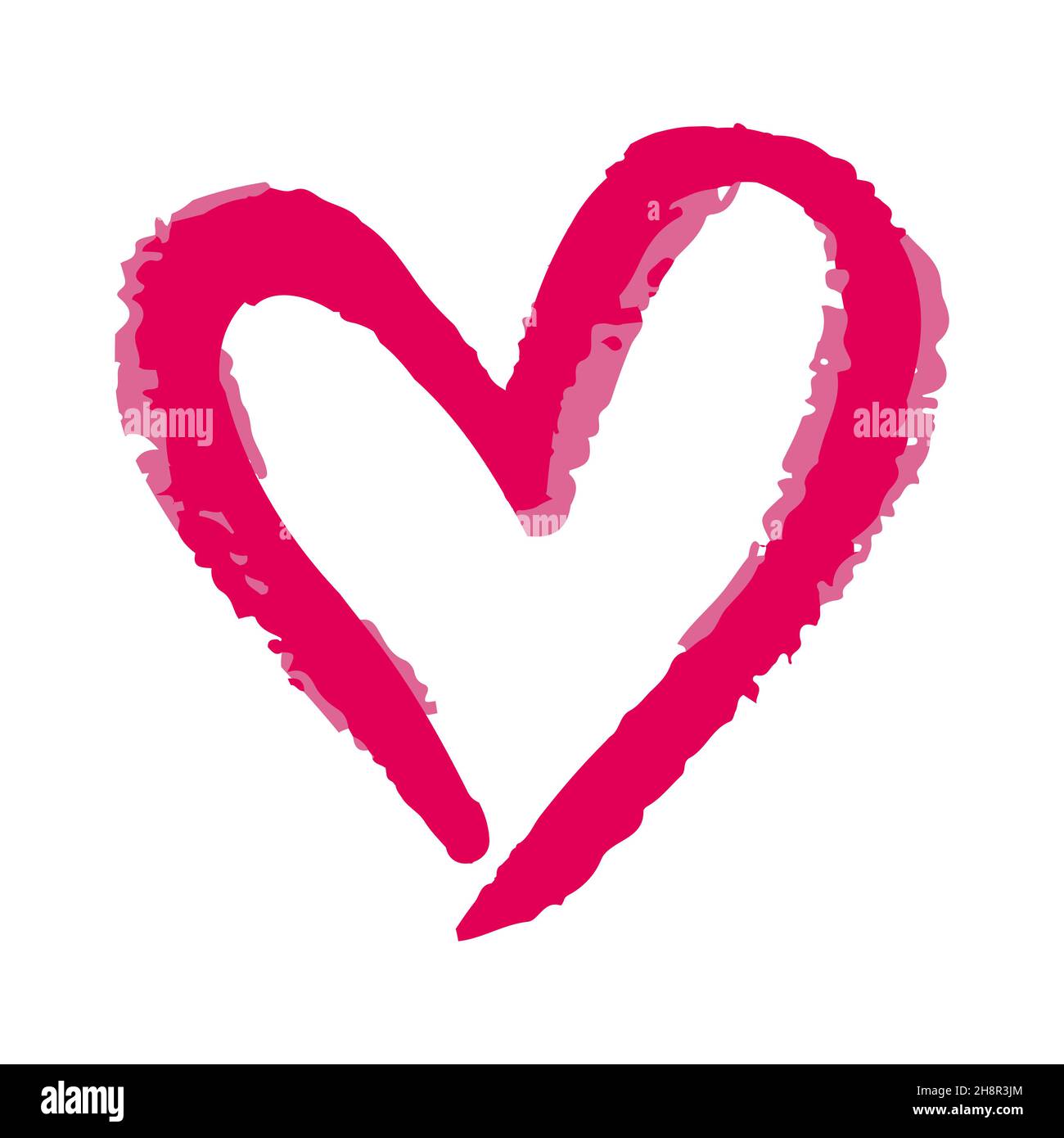 Heart. Icon in hand draw style. Drawing with wax crayons, children's ...