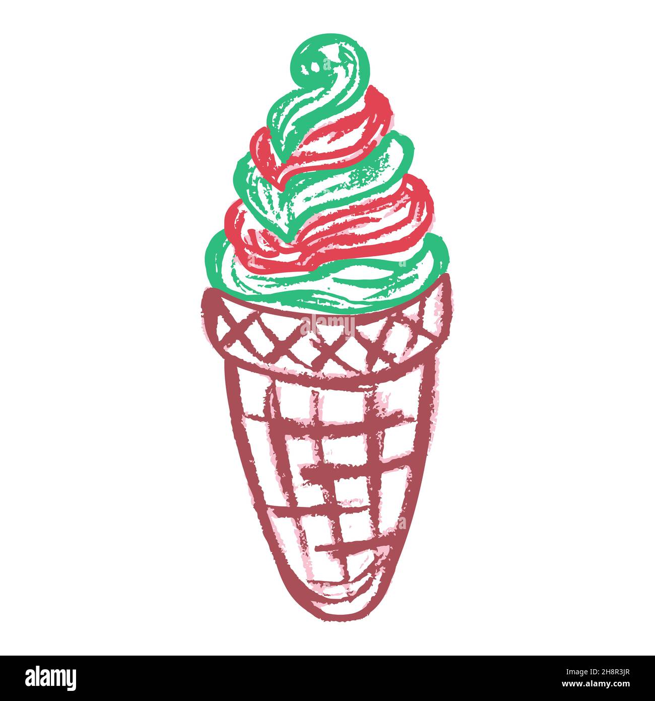 Icon in hand draw style. Ice cream. Drawing with wax crayons, children ...