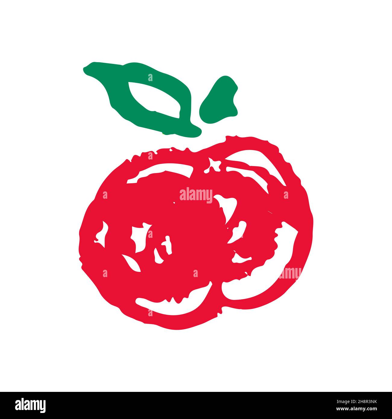 Icon in hand draw style. Apple. Drawing with wax crayons, colored chalk ...