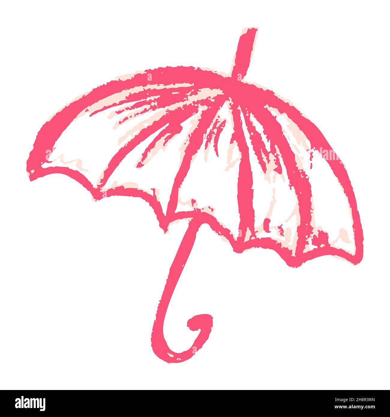 Umbrella. Icon in hand draw style. Drawing with wax crayons, colored ...