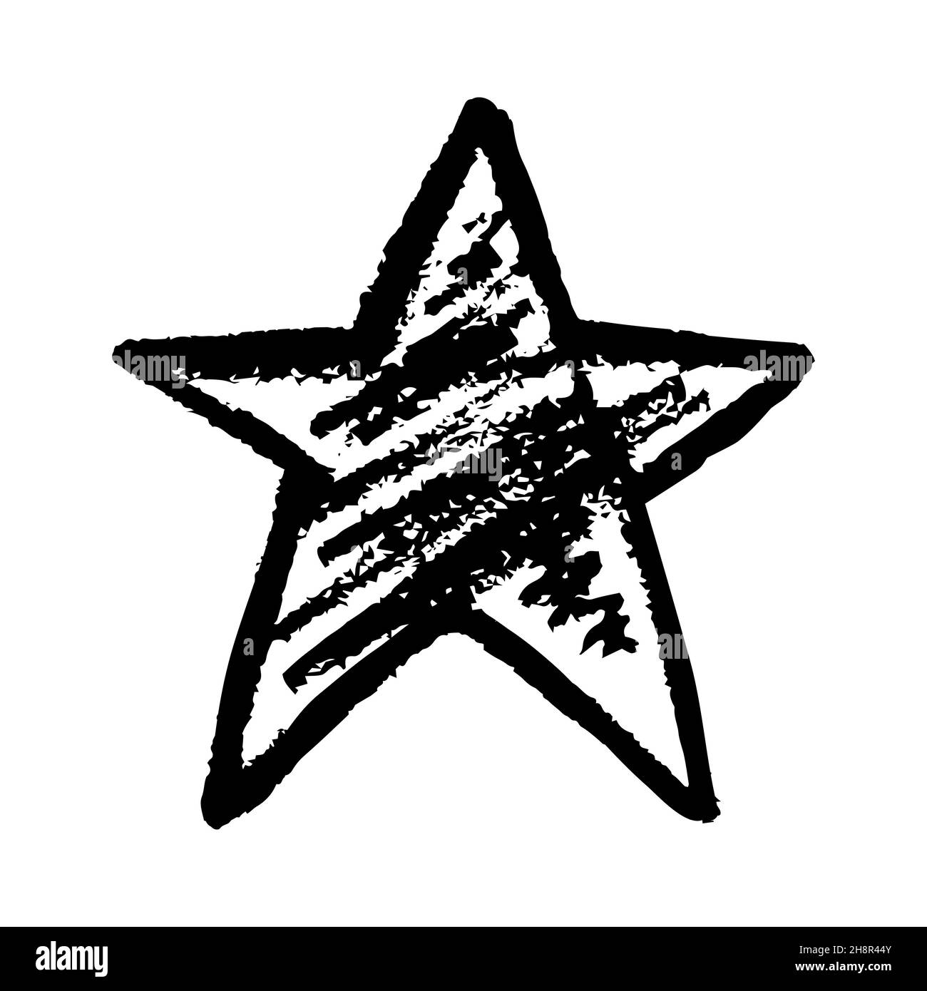 Icon in hand draw style. Vector illustration. Star. Drawing with wax ...
