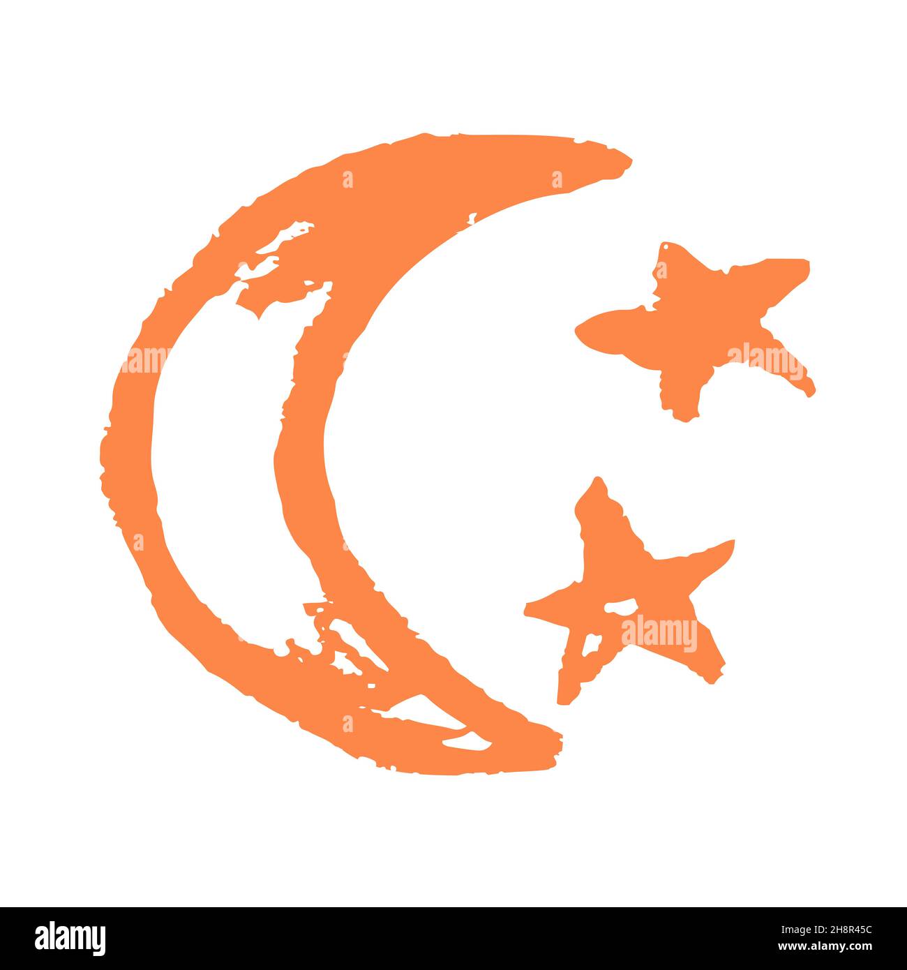 Moon. Icon in hand draw style. Drawing with wax crayons, colored chalk ...