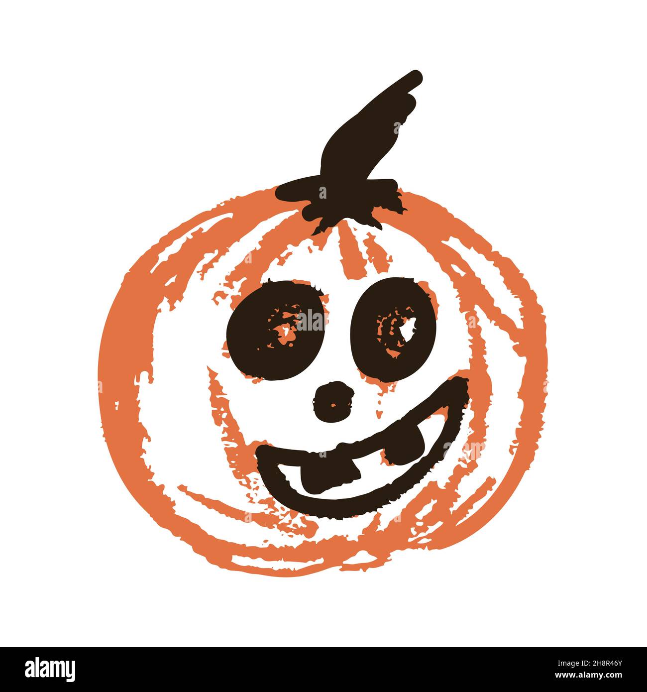 Icon in hand drawn style. Halloween pumpkin. Drawing with wax crayons ...