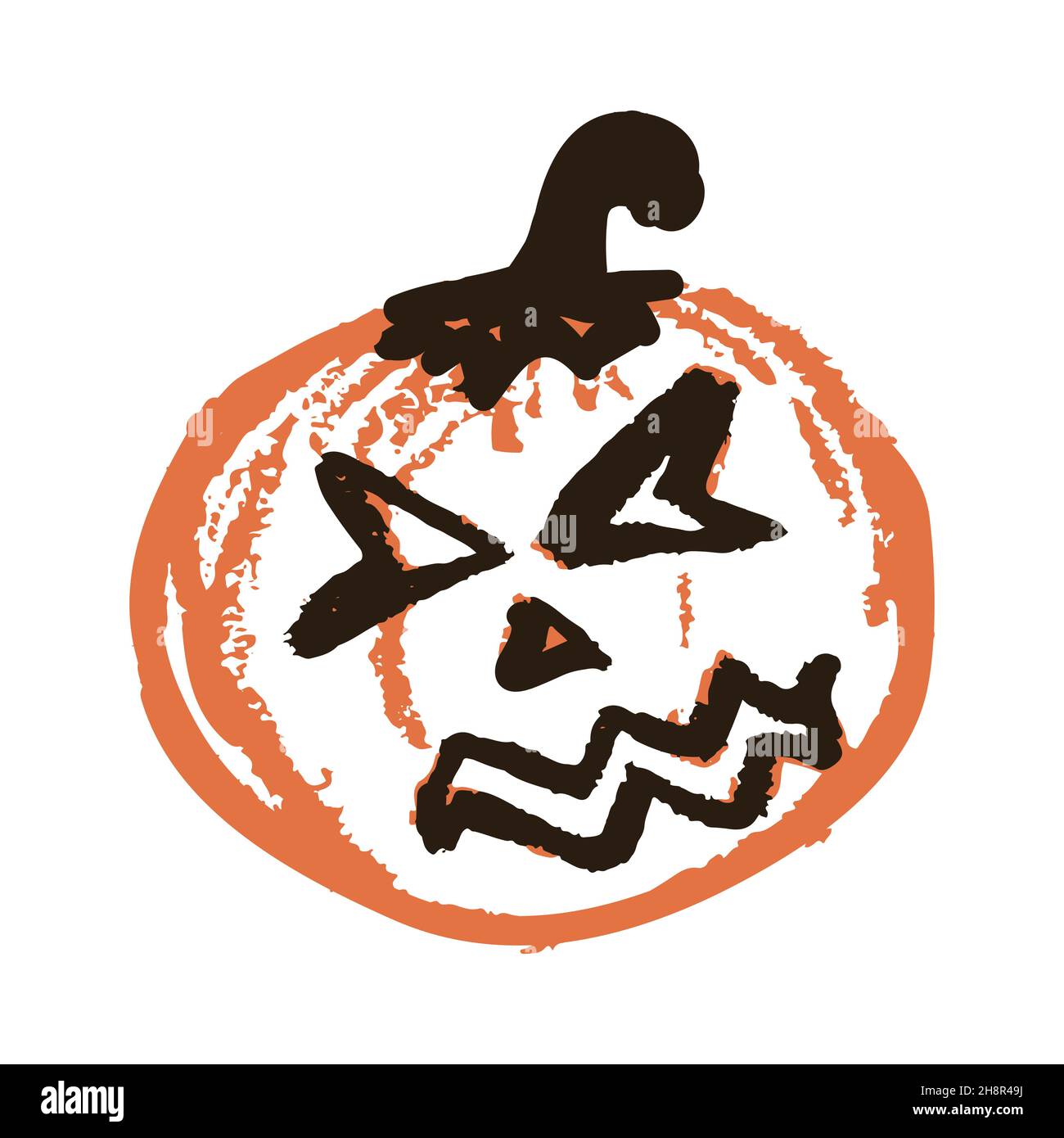 Icon in hand drawn style. Halloween pumpkin. Drawing with wax crayons ...