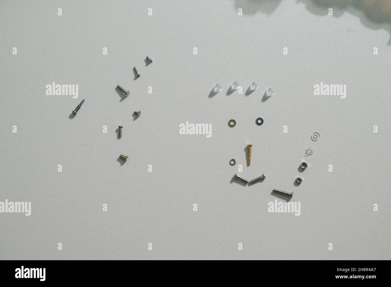 Bolts for repairing eyeglass frames on a white background Stock Photo ...