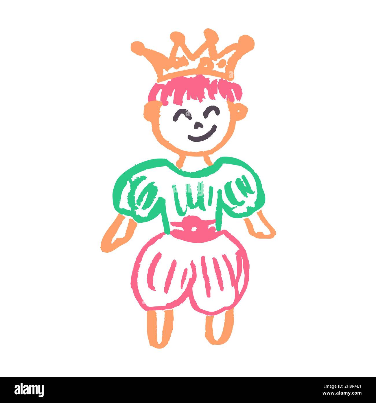 Prince. Icon in hand draw style. Drawing with wax crayons, colored ...