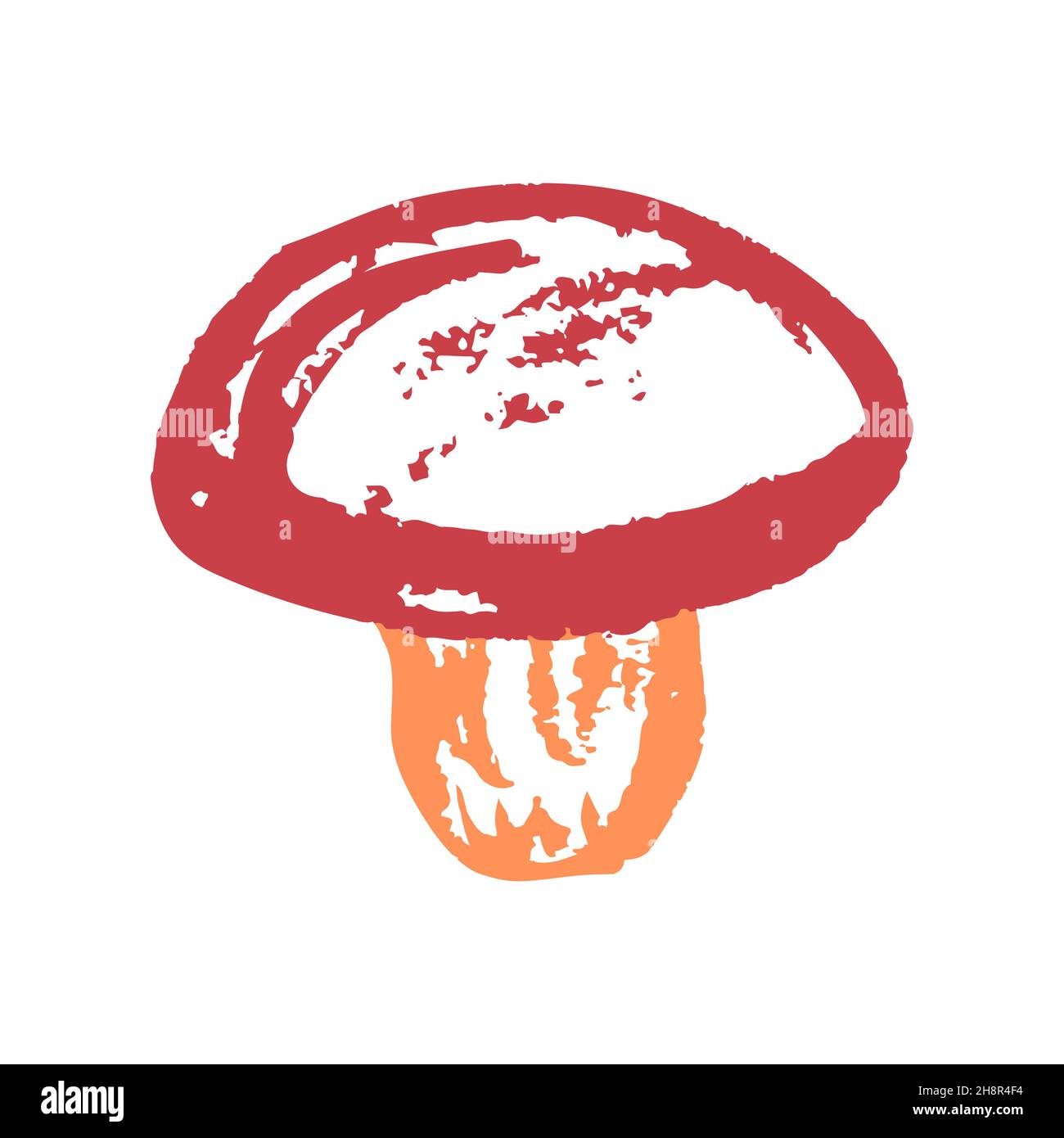 Mushroom. Icon in hand draw style. Drawing with wax crayons, colored ...