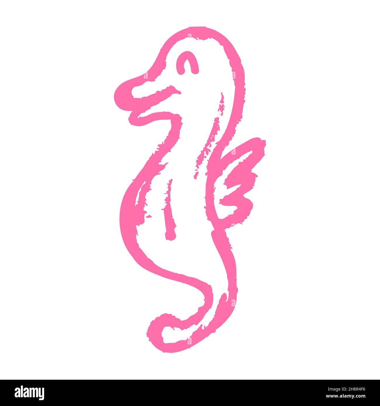 Pink Seahorse Outline
