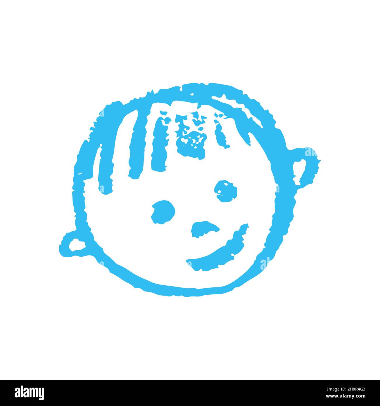 Icon in hand draw style. Vector illustration. Boy's face. Drawing with ...