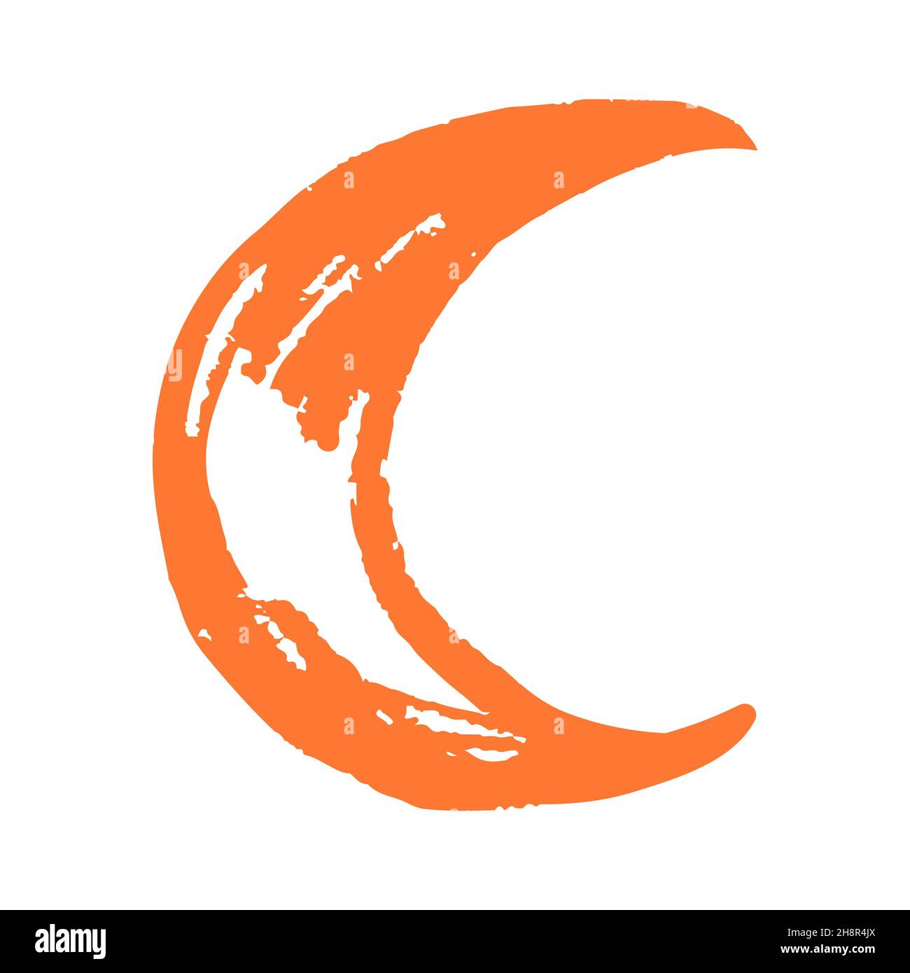 Moon. Icon in hand draw style. Drawing with wax crayons, colored chalk ...