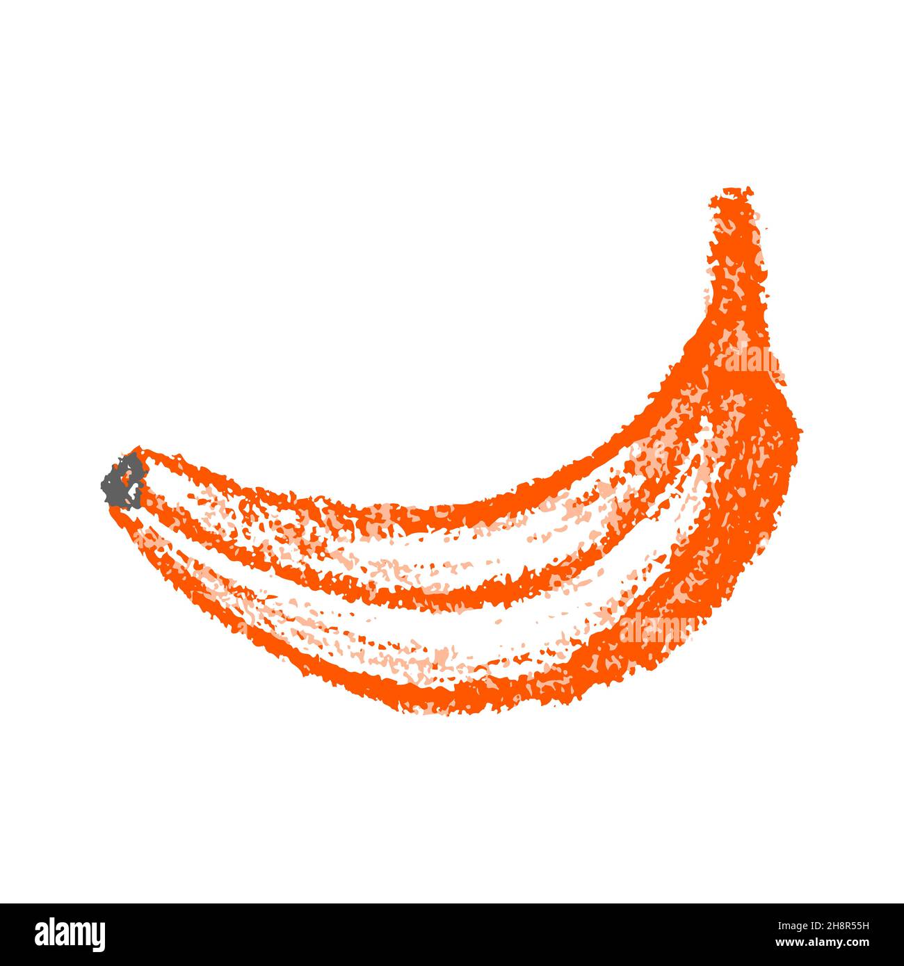 Icon in hand draw style. Banana. Drawing with wax crayons, children's ...