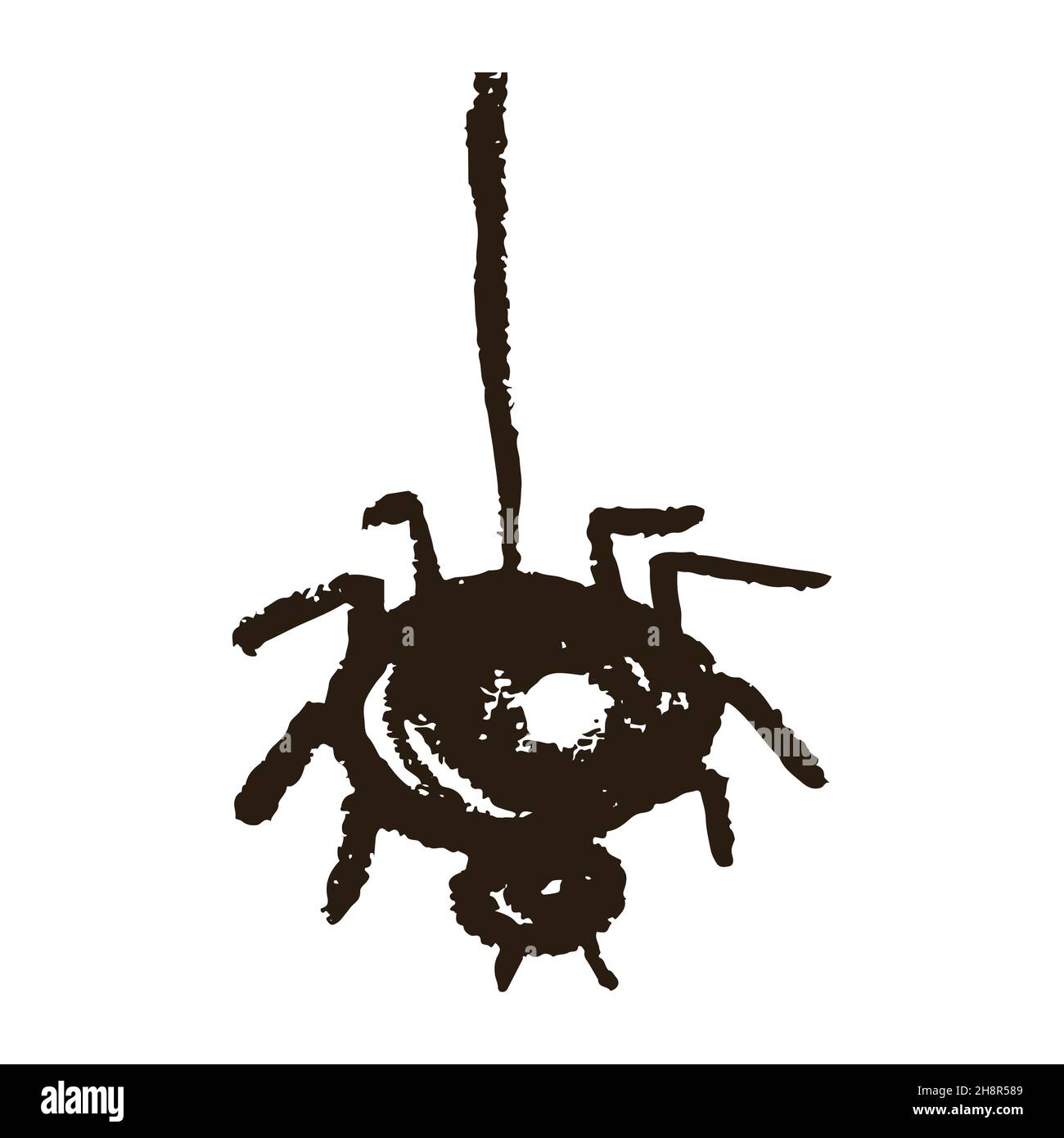 Spider. Icon in hand draw style. Drawing with wax crayons, colored ...