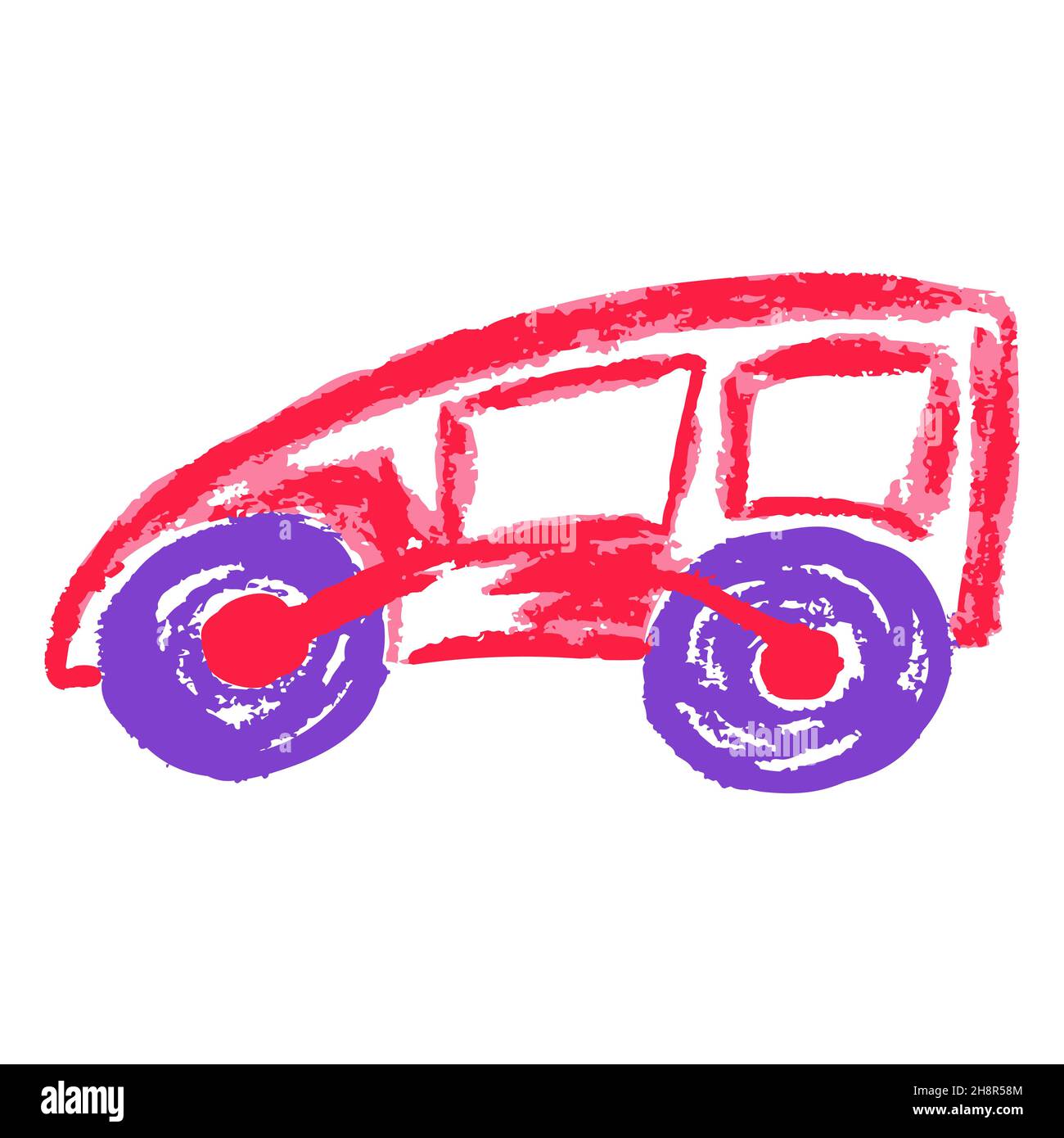 Icon in hand draw style. Car. Drawing with wax crayons, colored chalk ...