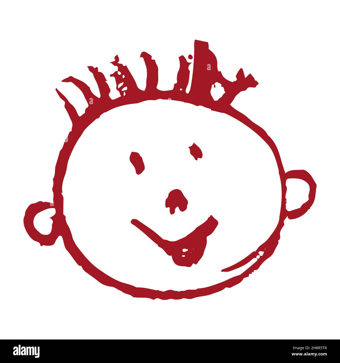 Icon in hand draw style. Boy's face. Drawing with wax crayons, children ...