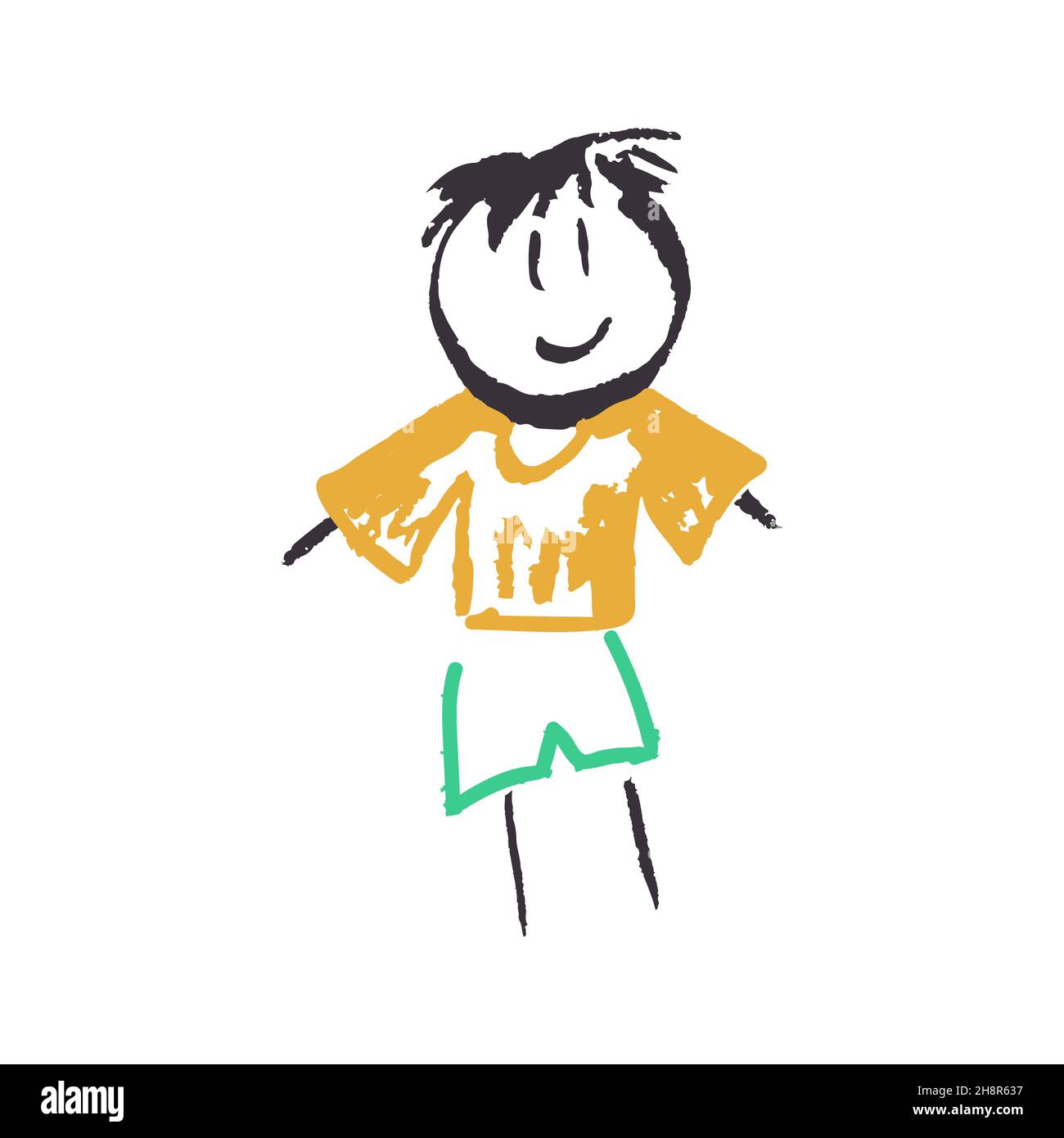 Icon in hand draw style. Boy. Drawing with wax crayons, children's ...