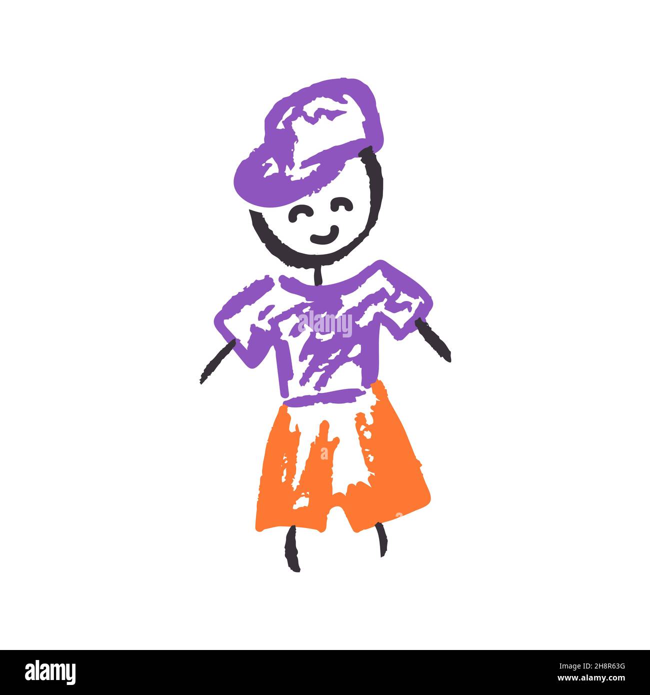 Icon in hand draw style. Boy. Drawing with wax crayons, children's ...