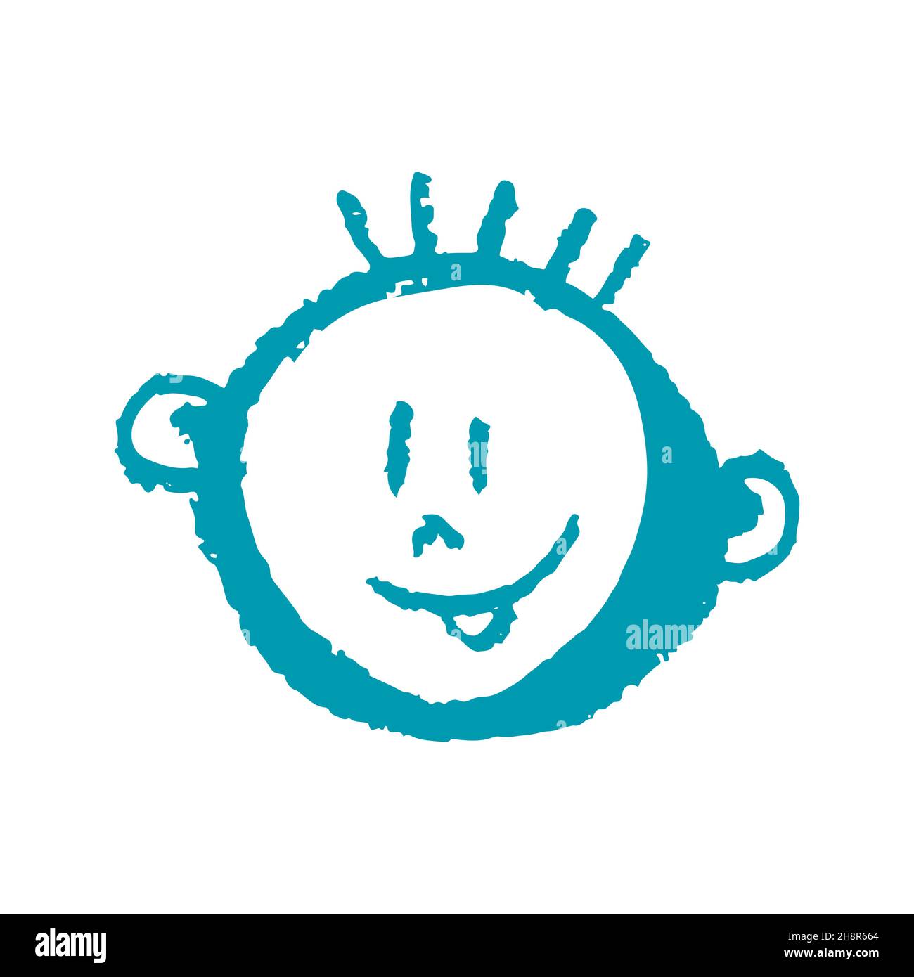 Icon in hand draw style. Boy's face. Vector illustration. Drawing with ...