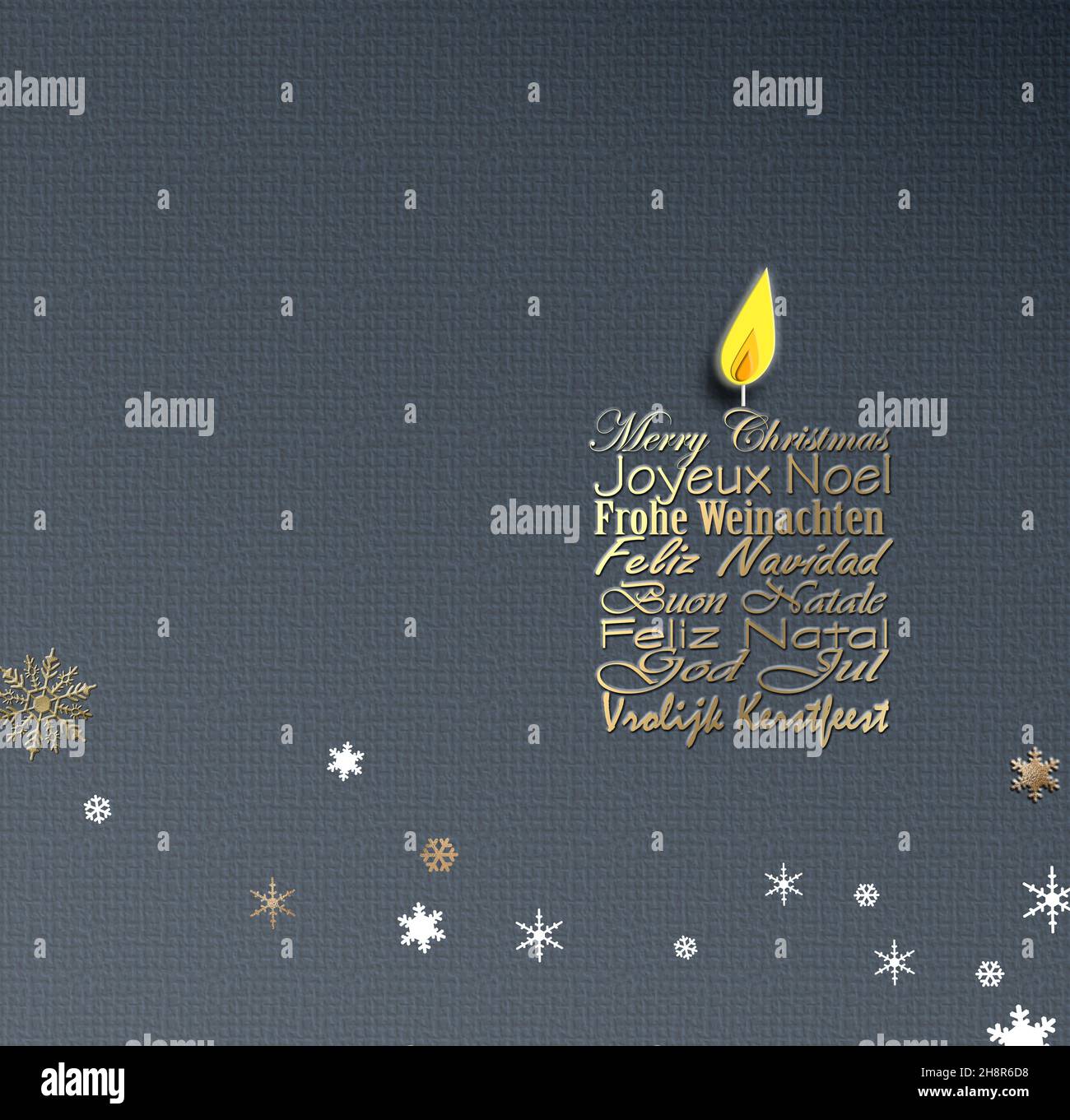 European Christmas Greeting card in different languages. Merry ...