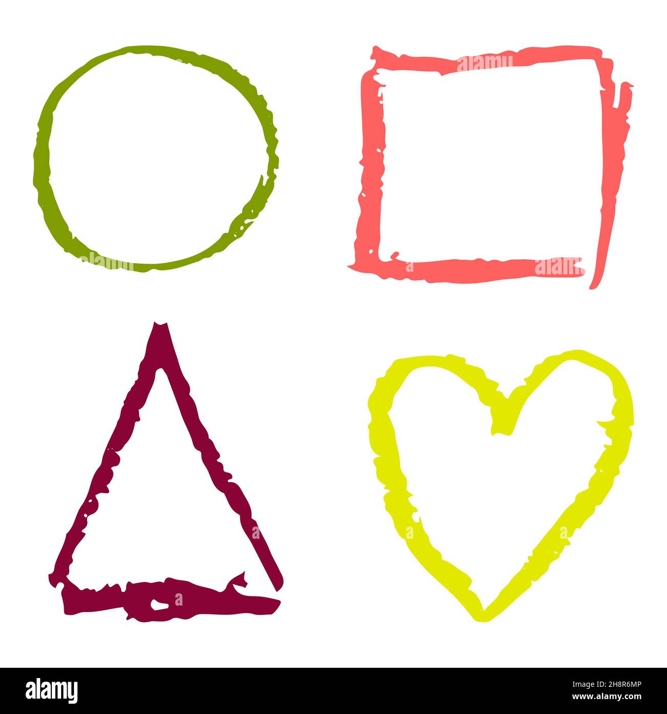 Icon in hand draw style. Geometric shapes. Drawing with wax crayons ...