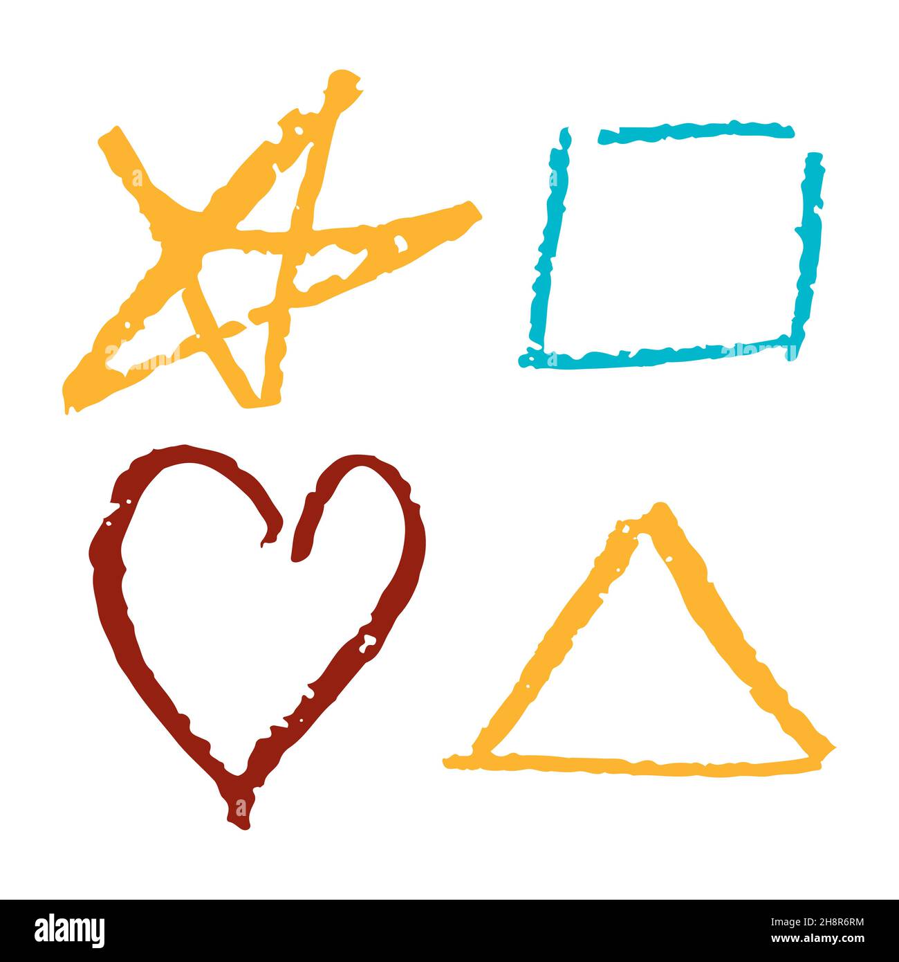 Icon in hand draw style. Geometric shapes. Drawing with wax crayons ...