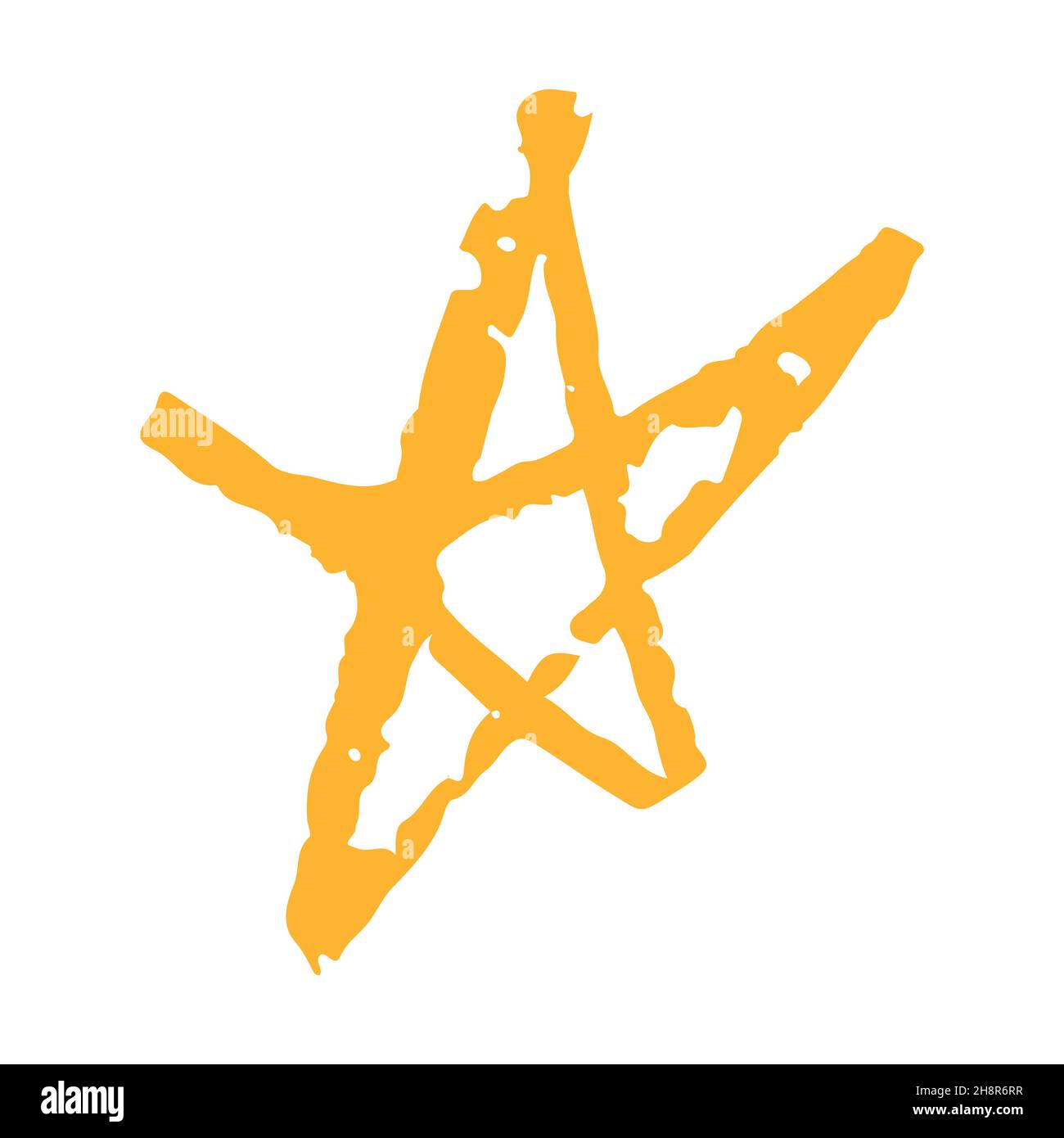 Icon in hand draw style. Star. Drawing with wax crayons, children's ...