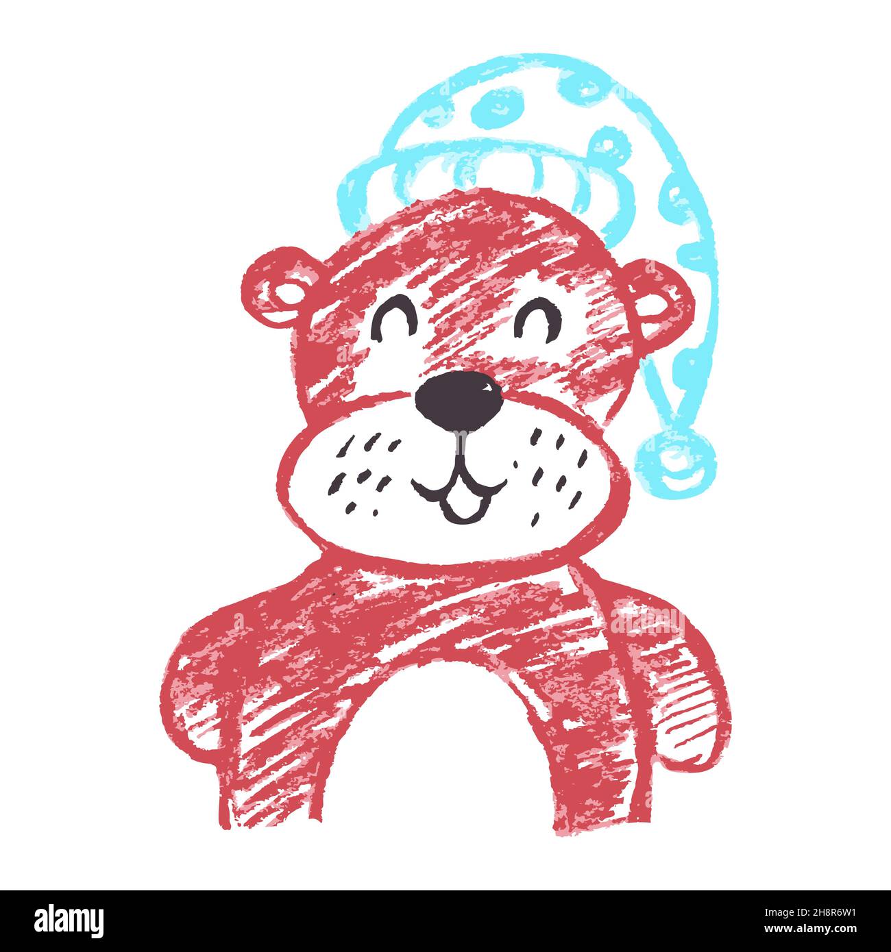 Bear. Icon in hand draw style. Drawing with wax crayons, colored chalk ...