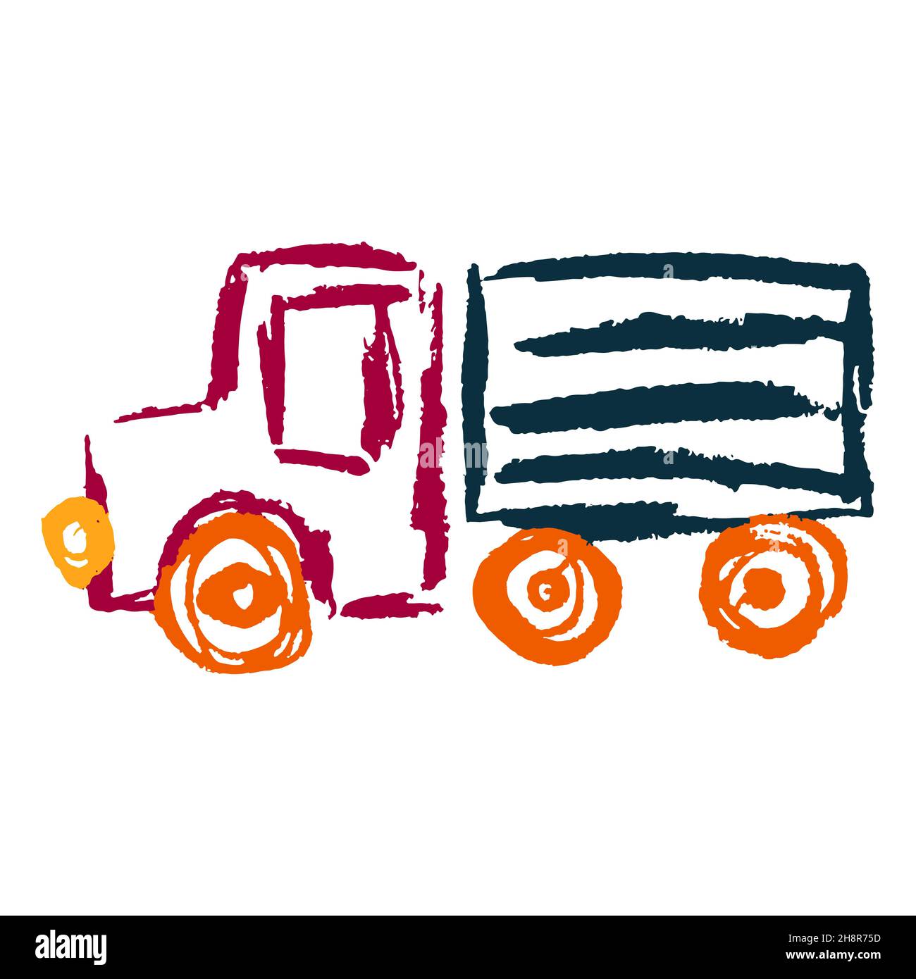 Icon in hand draw style. Car. Drawing with wax crayons, colored chalk ...