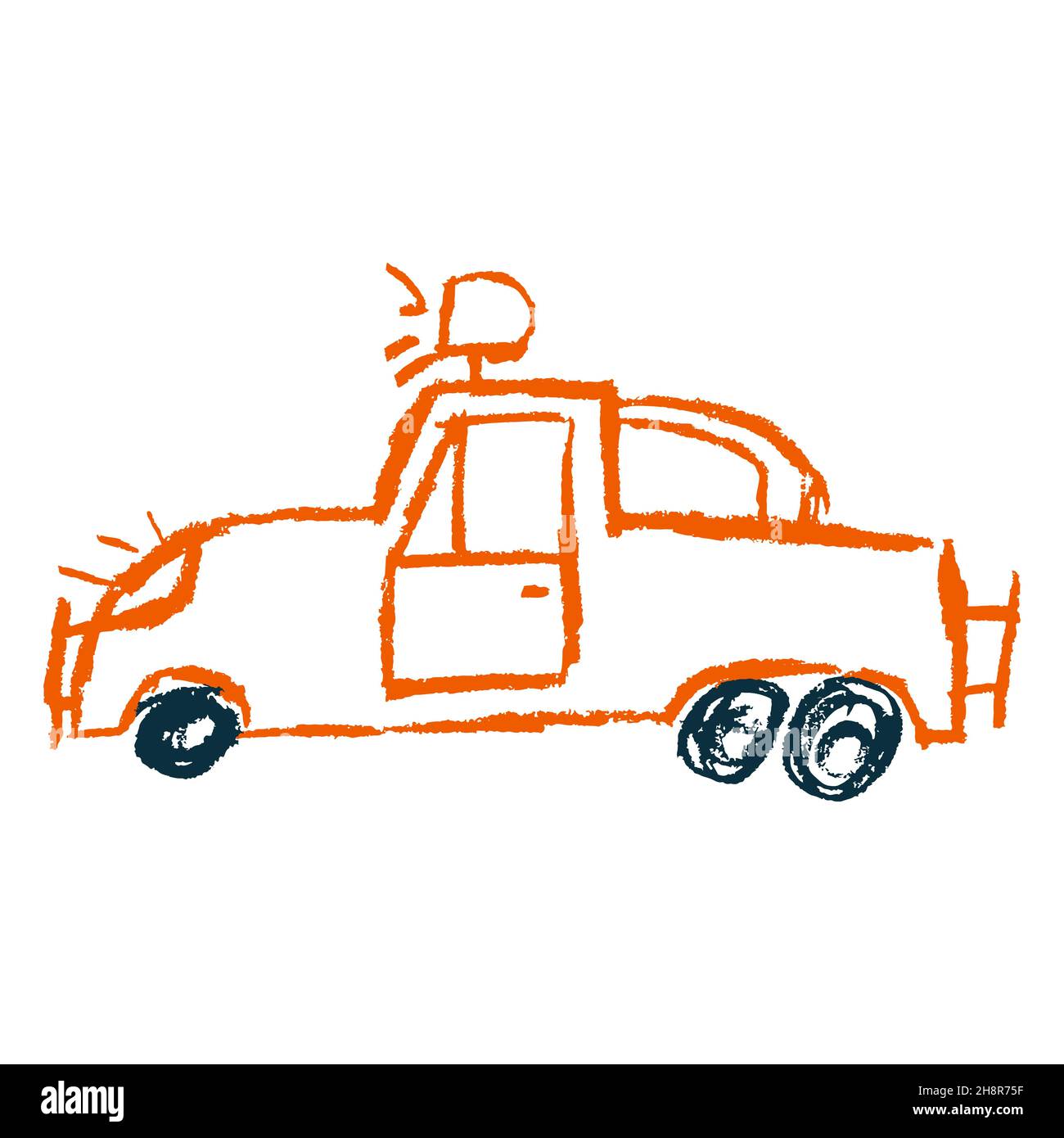 Car. Icon in hand draw style. Drawing with wax crayons, colored chalk ...