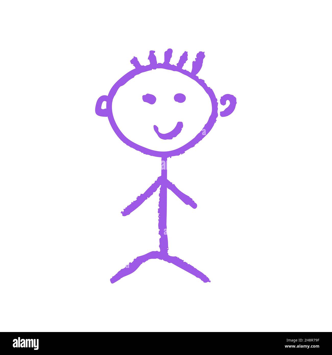 Icon in hand draw style. Boy. Vector illustration. Drawing with wax ...
