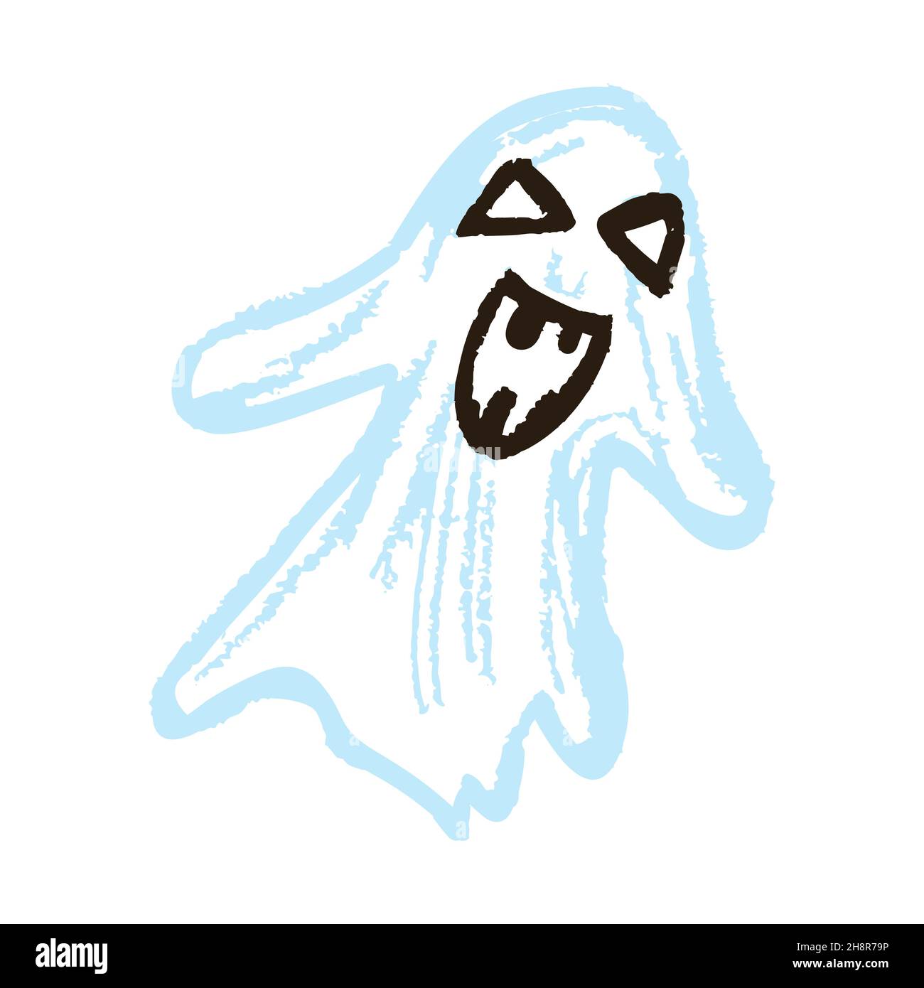Icon in hand draw style. Ghost. Drawing with wax crayons, colored chalk ...