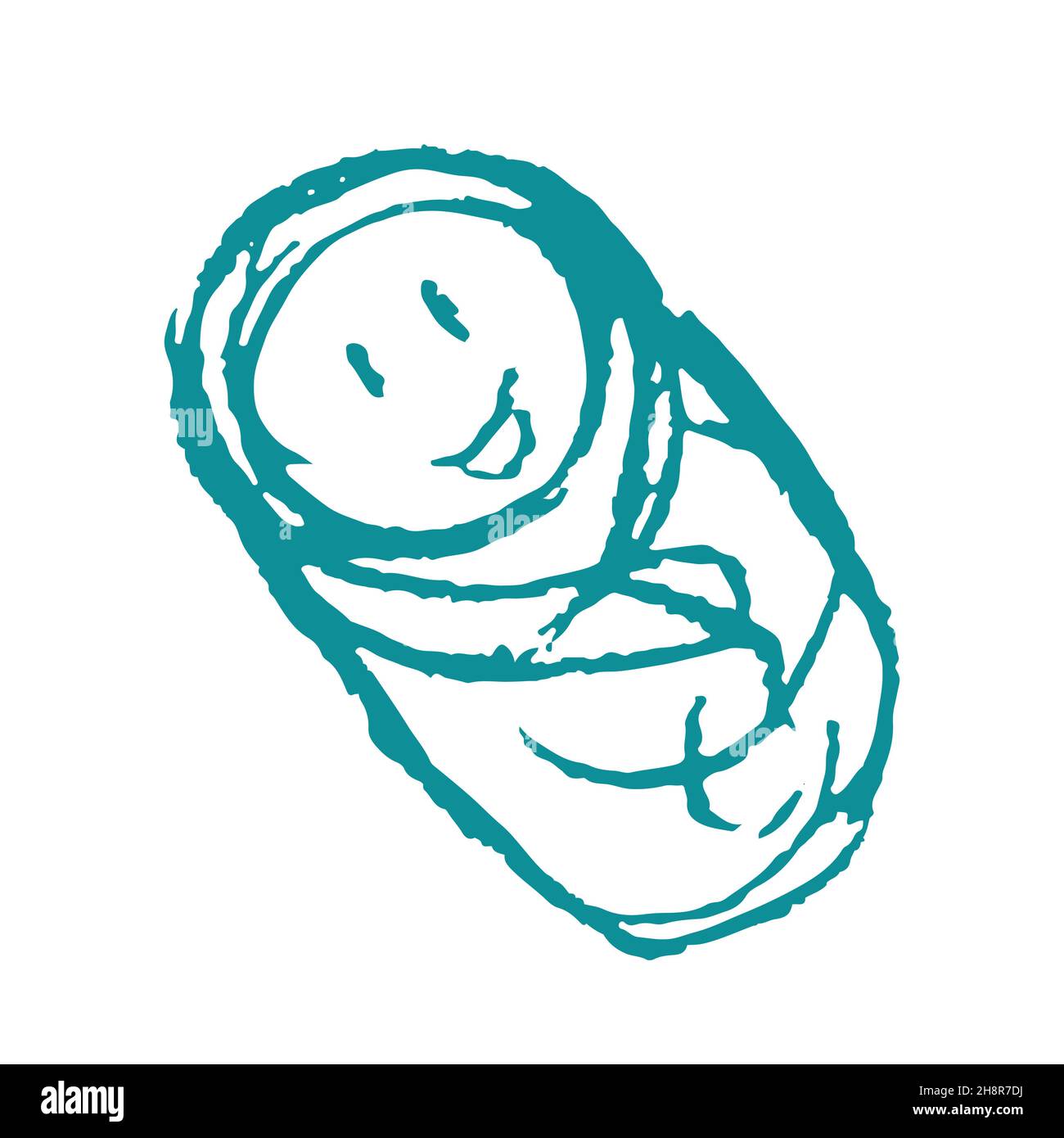 Baby. Icon in hand draw style. Drawing with wax crayons, colored chalk ...