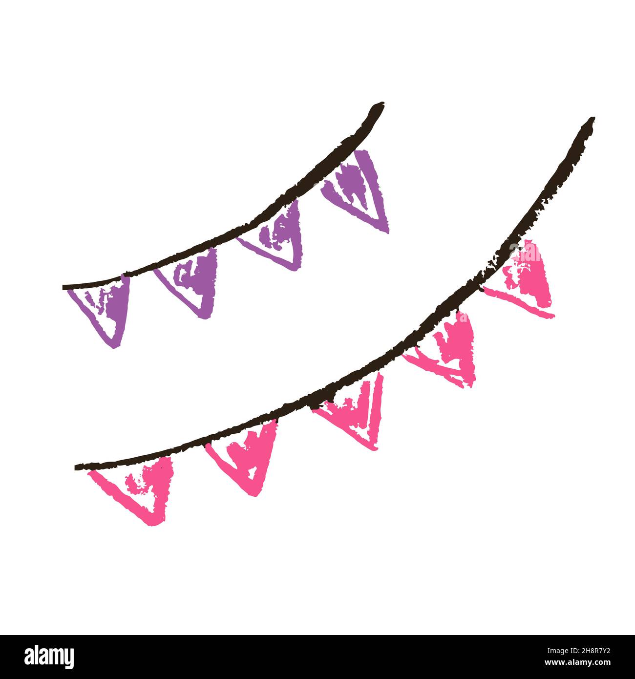 Flags. Icon in hand draw style. Drawing with wax crayons, colored chalk ...