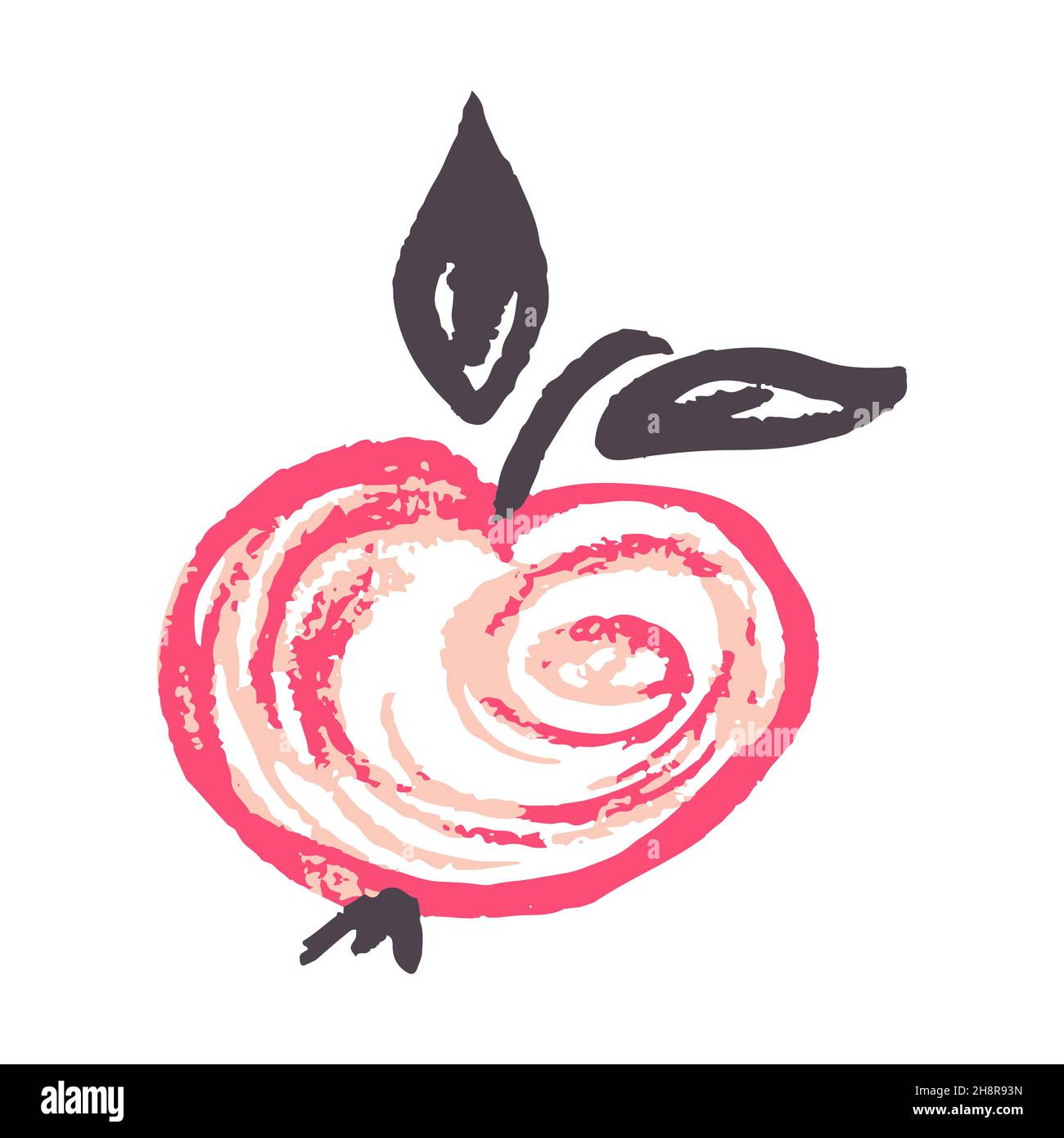 Apple. Icon in hand draw style. Drawing with wax crayons, colored chalk ...