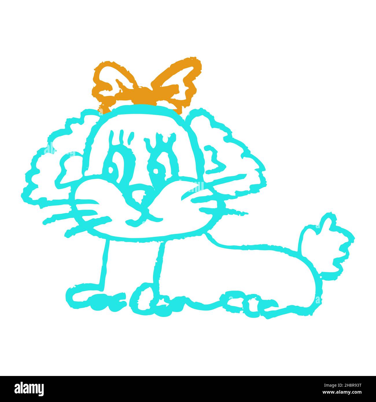 Dog. Icon in hand draw style. Drawing with wax crayons, colored chalk ...