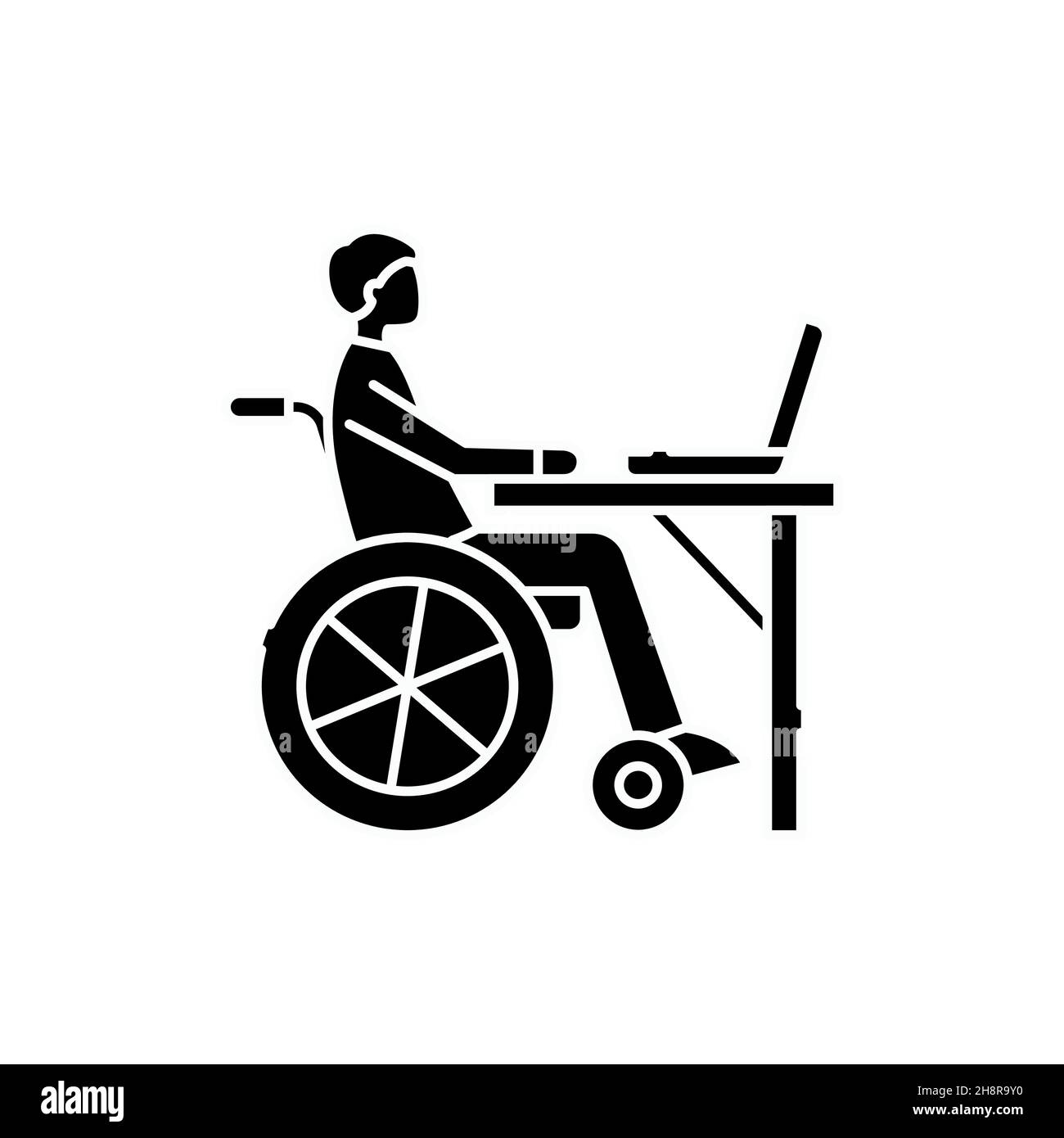 Disabled worker color line icon. Disability. Isolated vector element ...