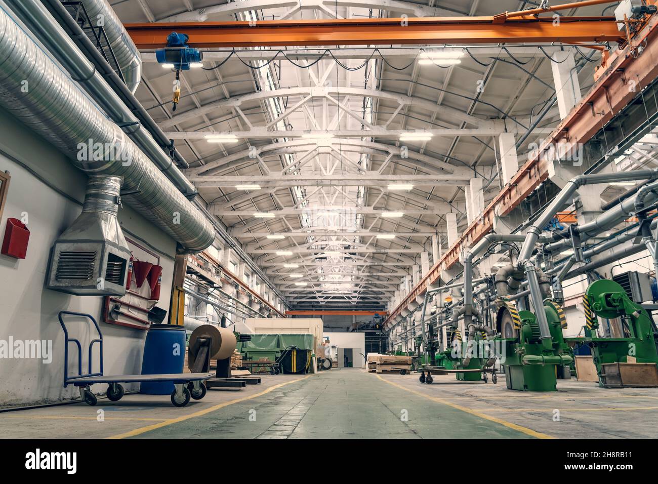 Woodwork factory workshop interior. Industrial background Stock Photo ...