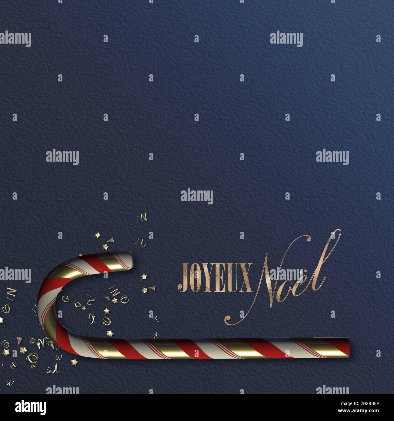 French Christmas card. Text Merry Christmas in French language Joyeux ...