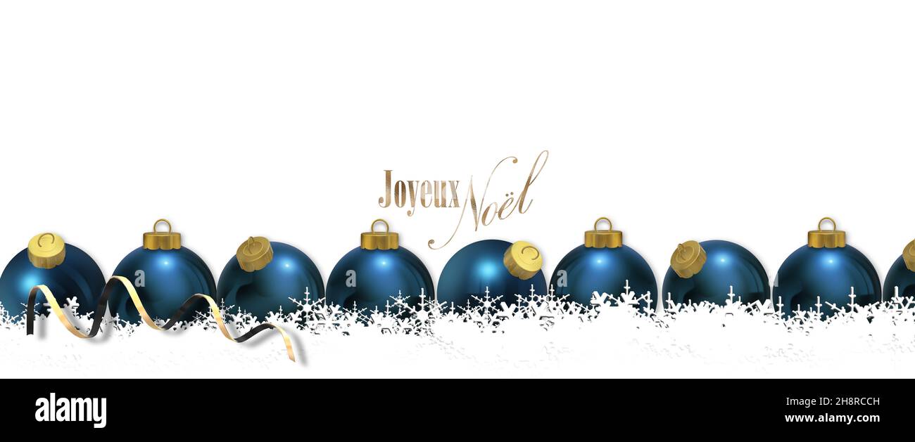 French Christmas card. Text Merry Christmas in French language Joyeux ...