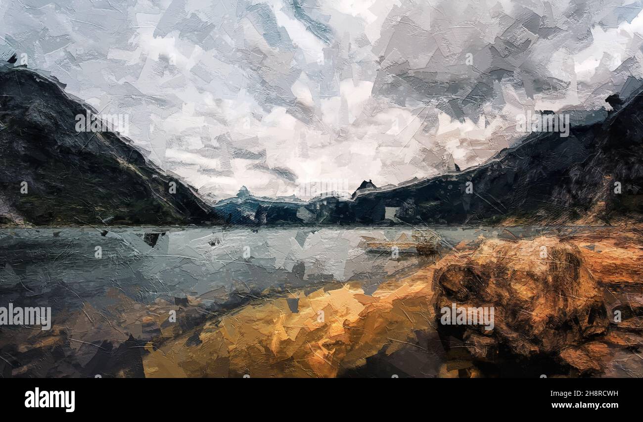 Oil on canvas abstract mountain texture hi-res stock photography and ...