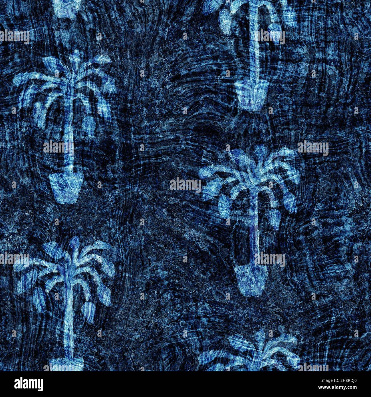 Seamless indigo block print texture on navy blue woven effect ...