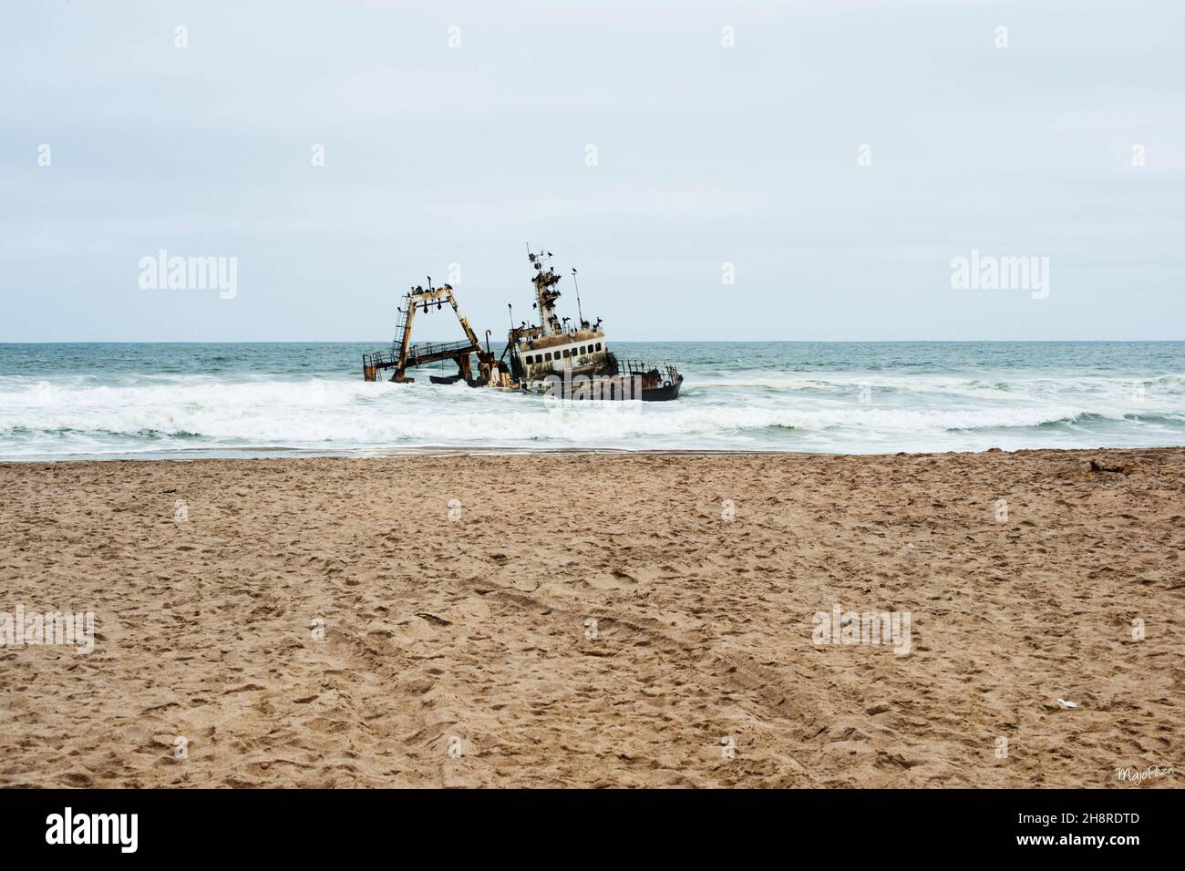 Old beached ship in Namibian skeleton coast. Namibia. Africa Stock ...