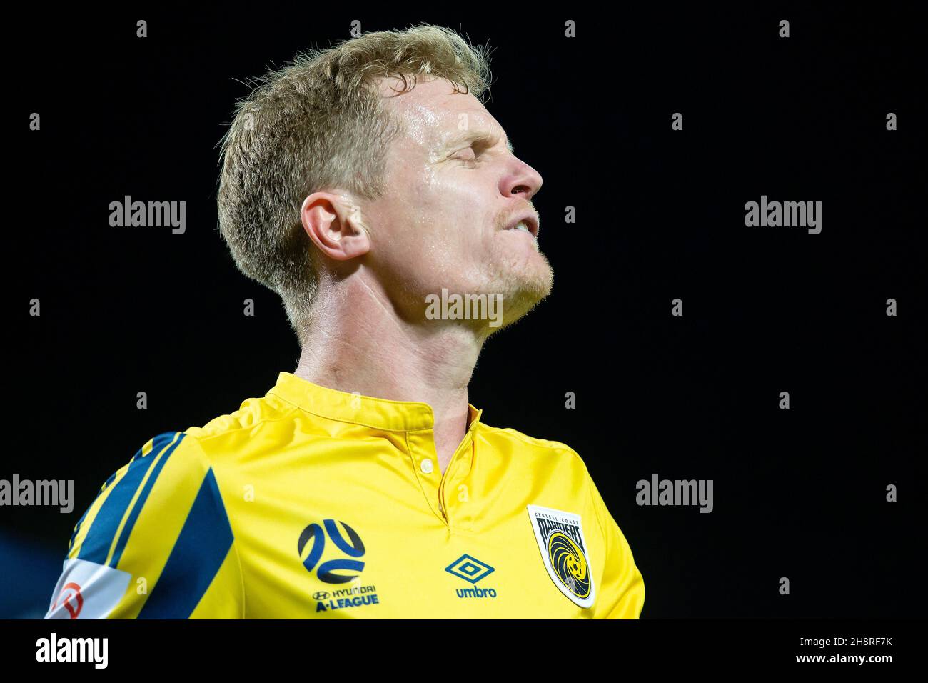 Central Coast Mariners forward Matt Simon (19) frustrated after missing ...