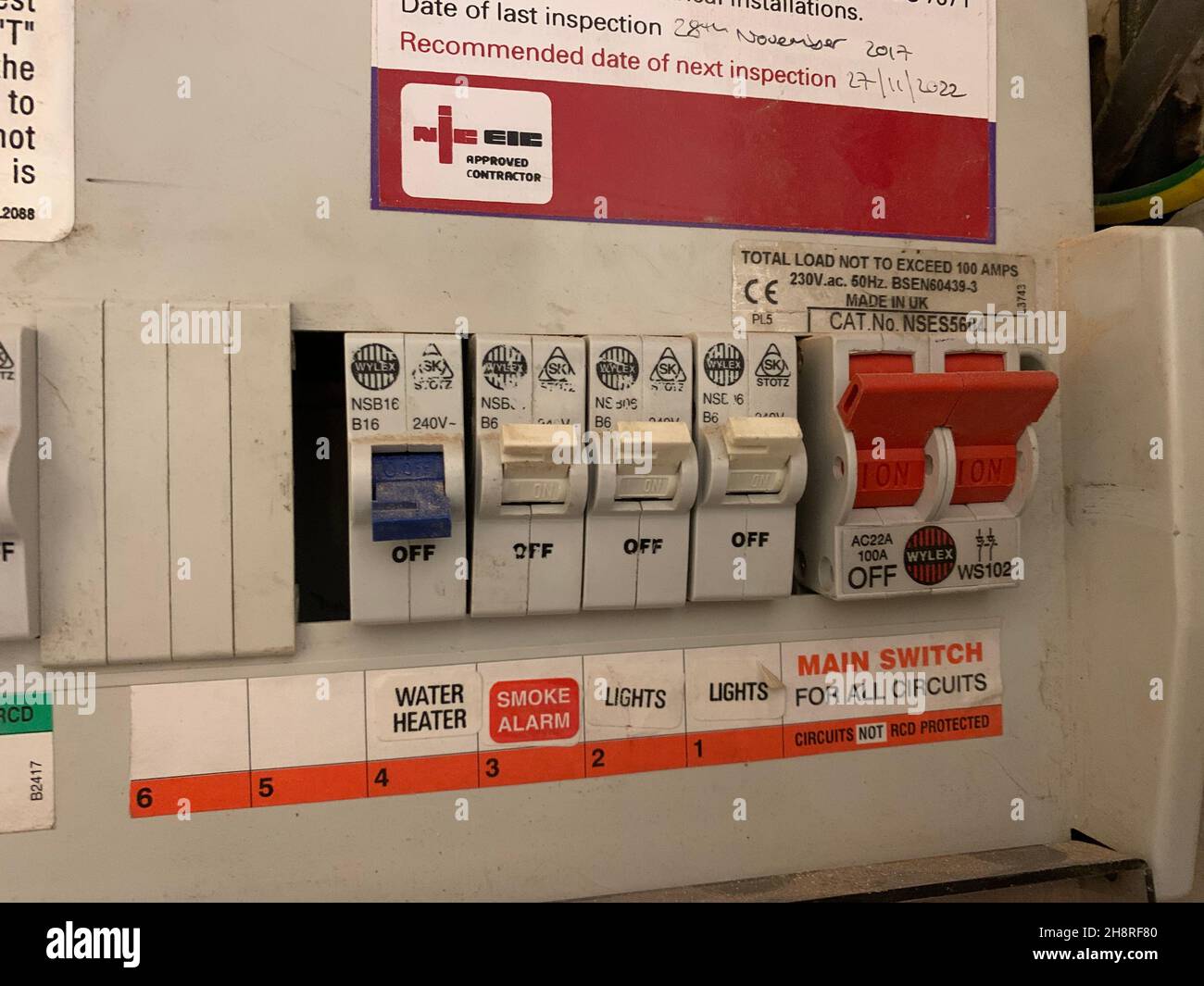Electric mains unit meter and switches Stock Photo - Alamy