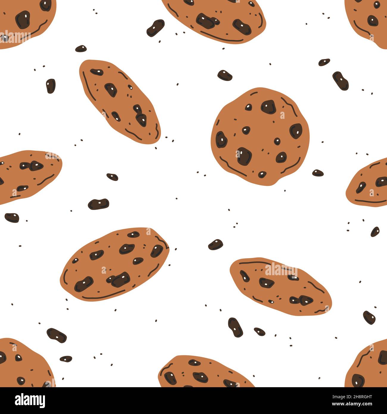 White chocolate chip cookie on white Stock Vector Images - Alamy