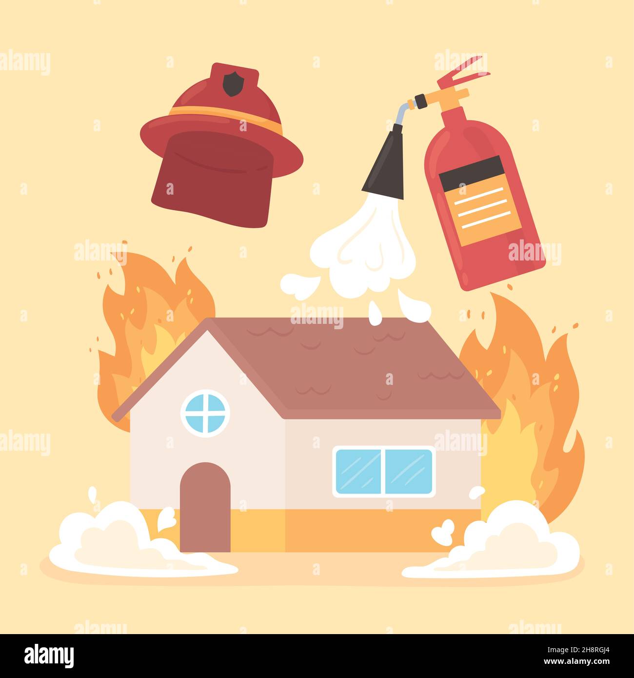 burning house fire extinguisher Stock Vector Image & Art - Alamy
