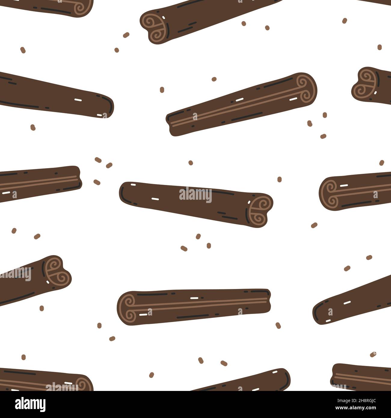 Cinnamon sticks on a white background. Vector seamless pattern Stock ...