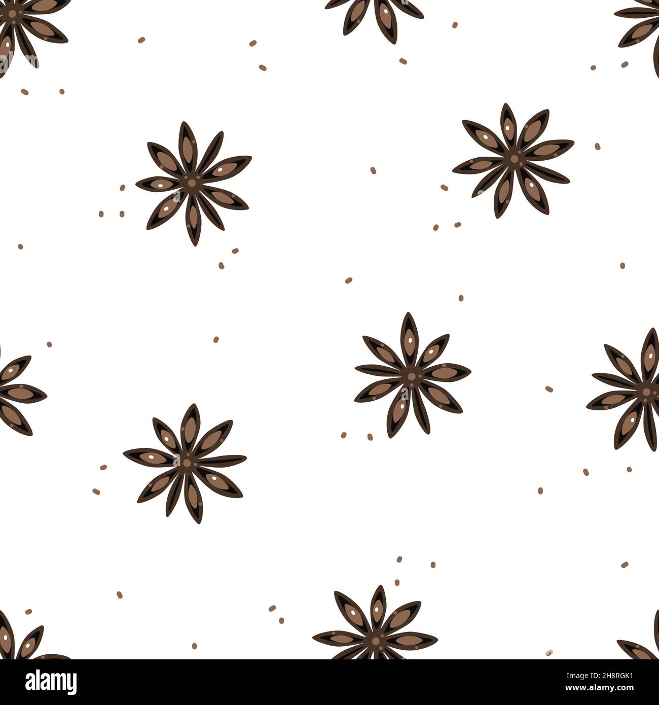 Star anise or badian on a white background. Vector seamless pattern ...